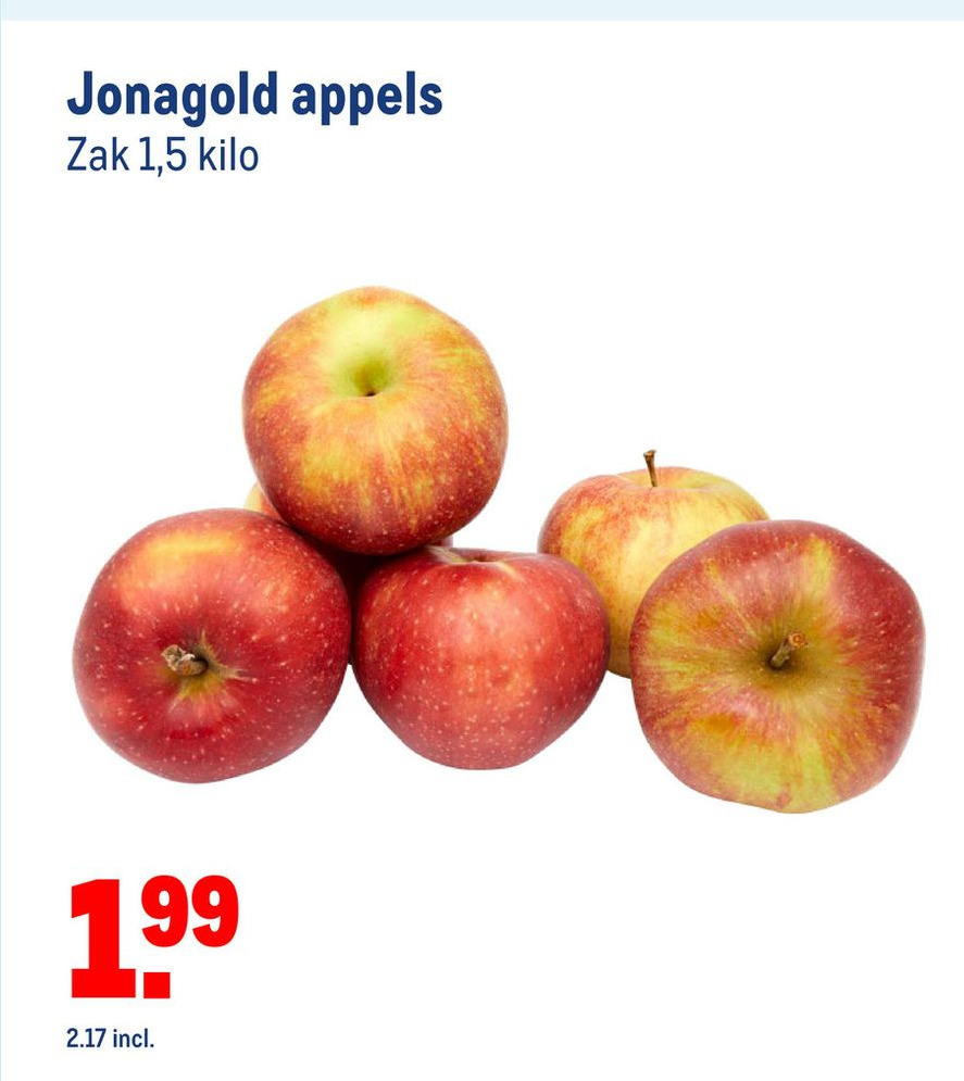 Jonagold appels Zak 1,5 kilo aanbieding bij Makro