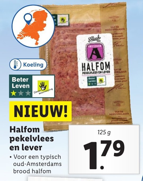 Halfom pekelvlees en lever 125g aanbieding bij Lidl