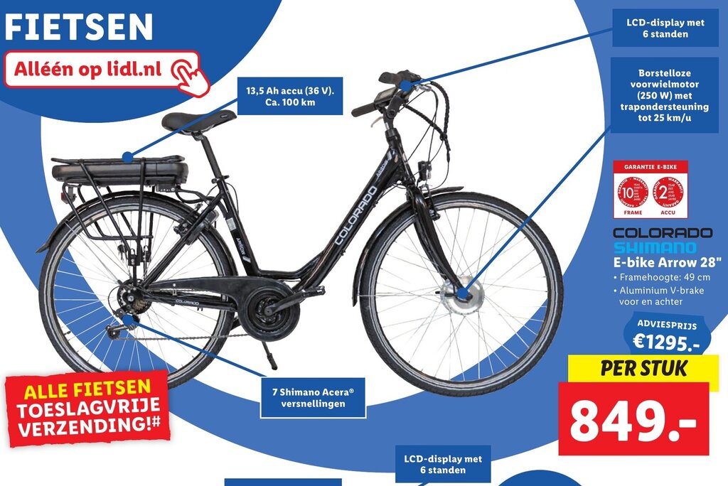 Colorado shimano e-bike arrow 28 aanbieding bij Lidl