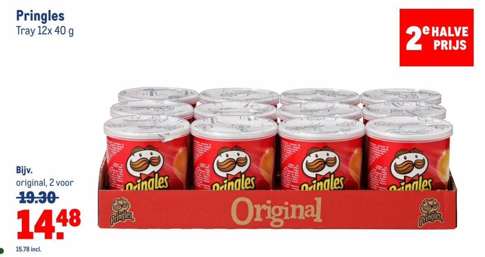 Pringles Tray 12 x 40 g aanbieding bij Makro