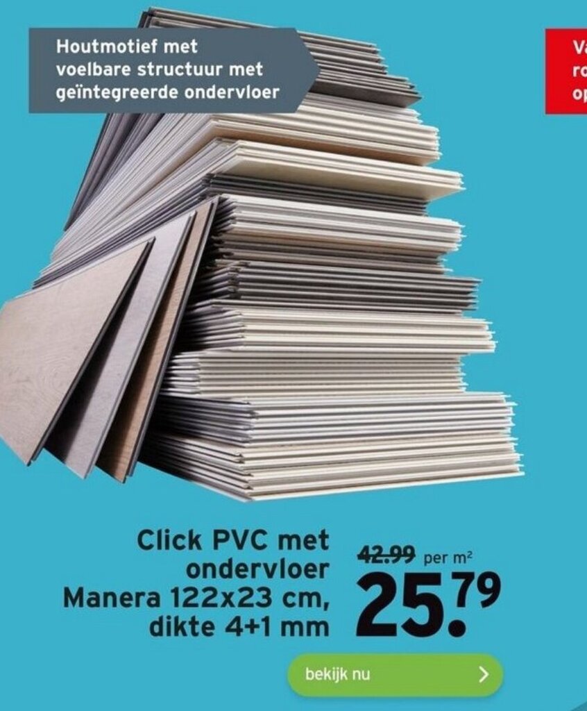 Click PVC met ondervloer manera 122x23cm dikte 4+1 mm aanbieding bij GAMMA