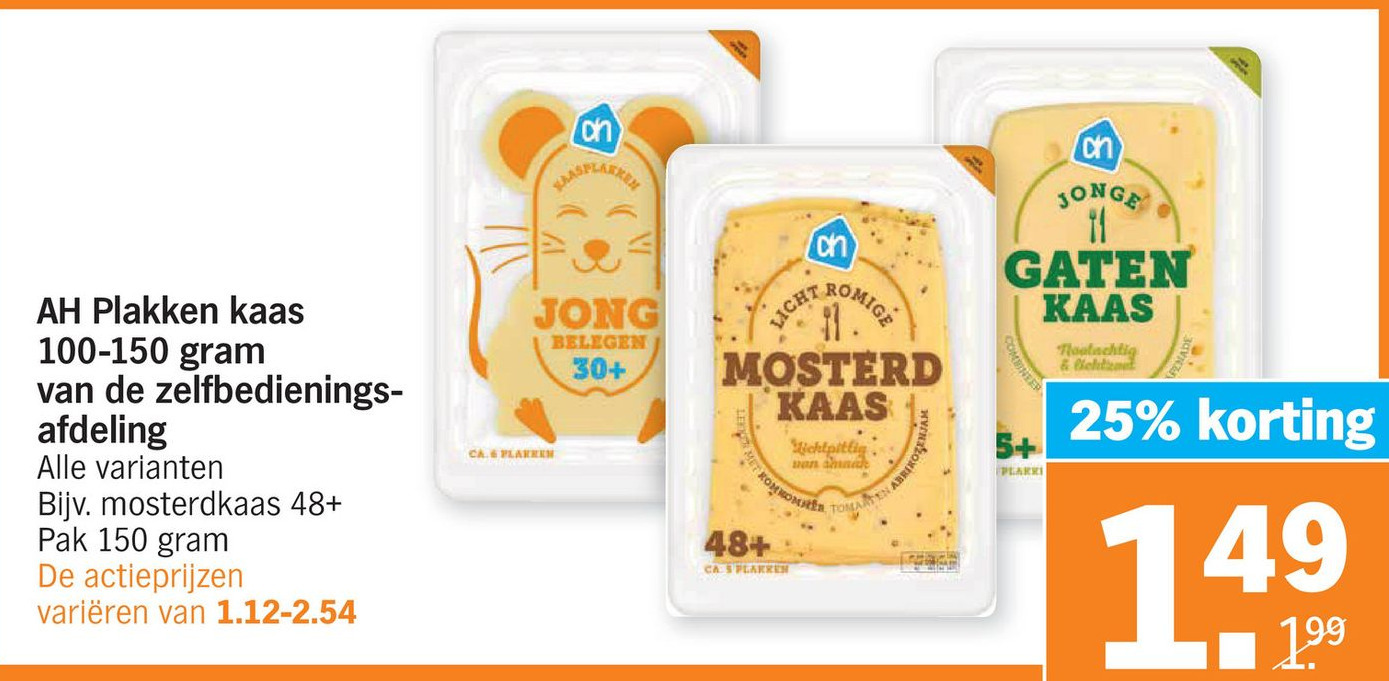 AH Plakken kaas aanbieding bij Albert Heijn