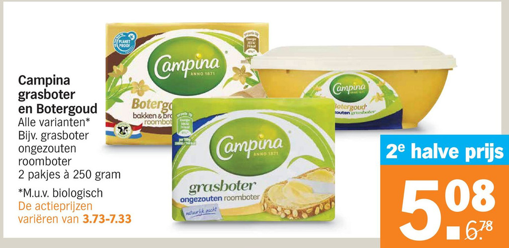 Campina grasboter en Botergoud aanbieding bij Albert Heijn