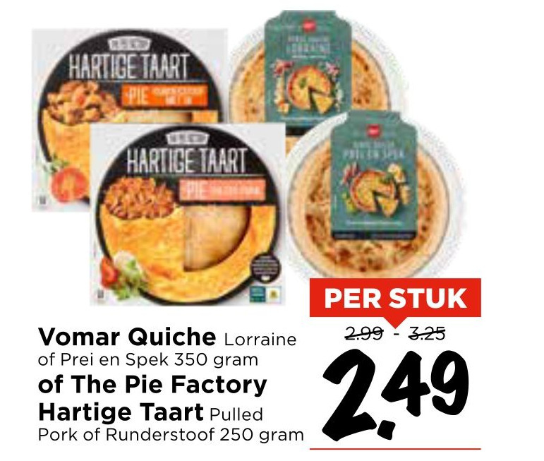 Vomar Quiche of The Pie Factory Hartige Taart aanbieding bij Vomar ...