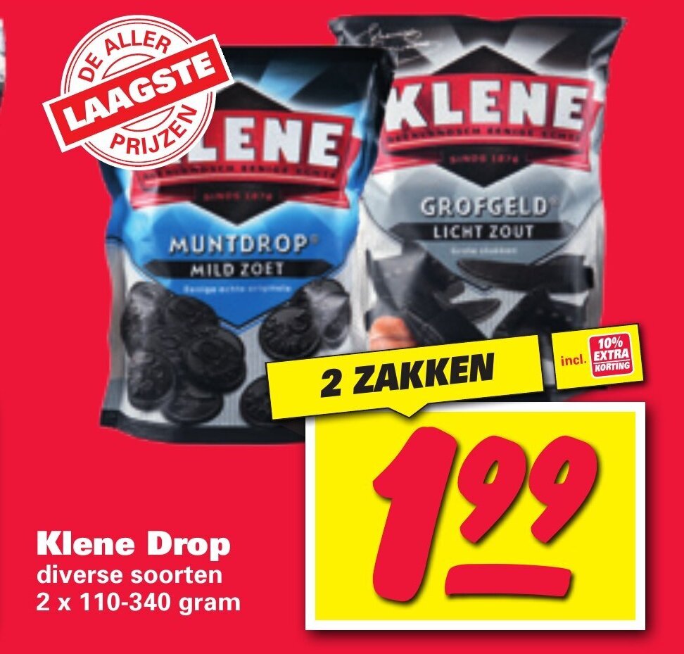 Klene Drop 2 x 110-340 gram aanbieding bij Nettorama
