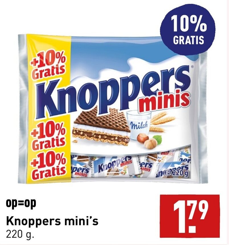 Knoppers mini's 220g aanbieding bij ALDI