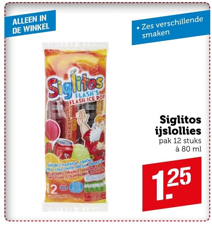 Siglitos ijslollies 80 ml aanbieding bij Coop