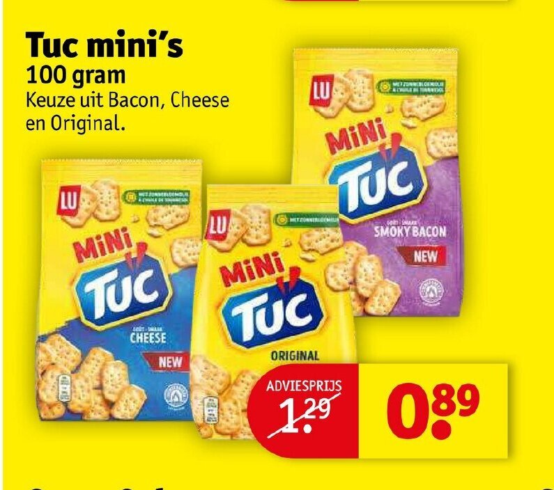 Tuc mini's 100 gram aanbieding bij Kruidvat