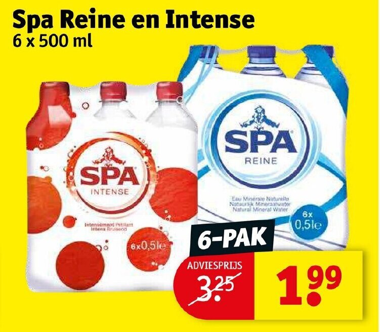 Spa Reine en Intense 6x500 ml aanbieding bij Kruidvat