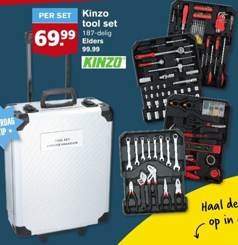 Kinzo tool set aanbieding bij Hoogvliet
