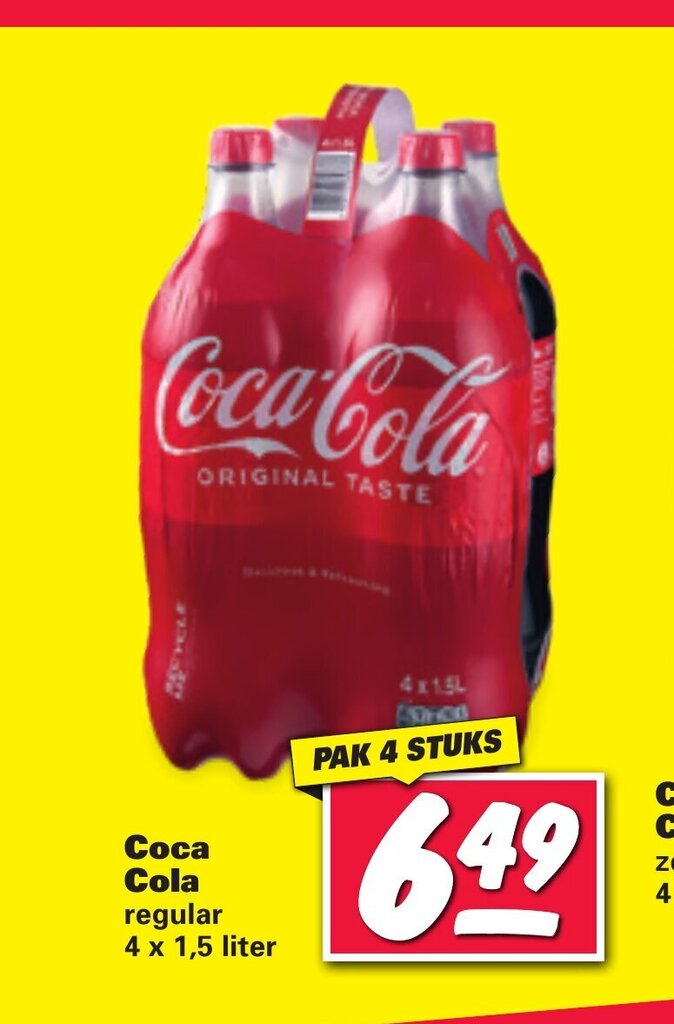 Coca Cola regular 4 x 1,5 liter aanbieding bij Nettorama
