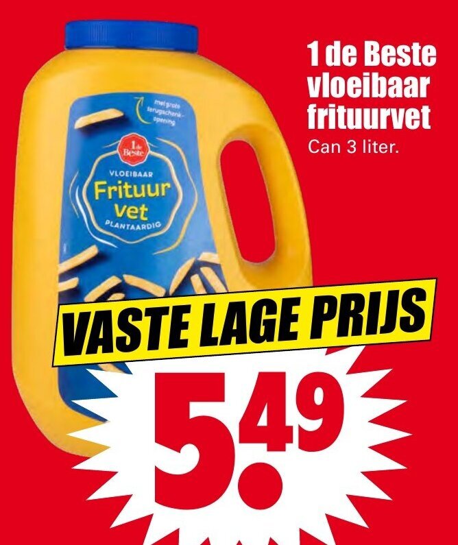 1 de Beste vloeibaar frituurvet 3L aanbieding bij Dirk