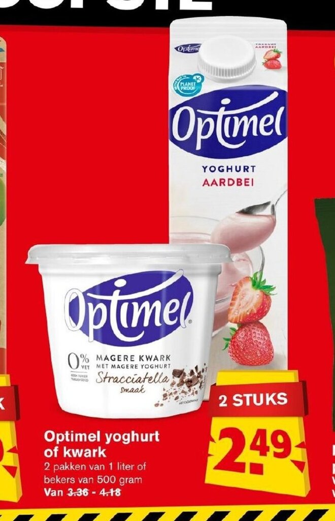 Optimel yoghurt of kwark 2 pakken van 1 liter aanbieding bij Hoogvliet