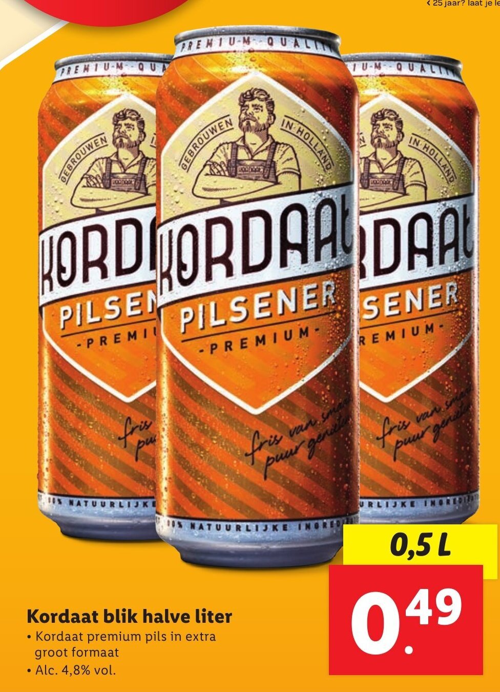 Kordaat blik halve liter 500 ml aanbieding bij Lidl