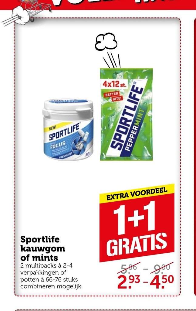 Sportlife kauwgom of mints 2 multipacks a 2-4 verpakkingen of potten a ...