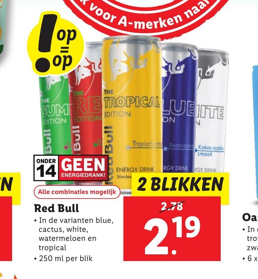 Red Bull 250 ml 2 blikken aanbieding bij Lidl