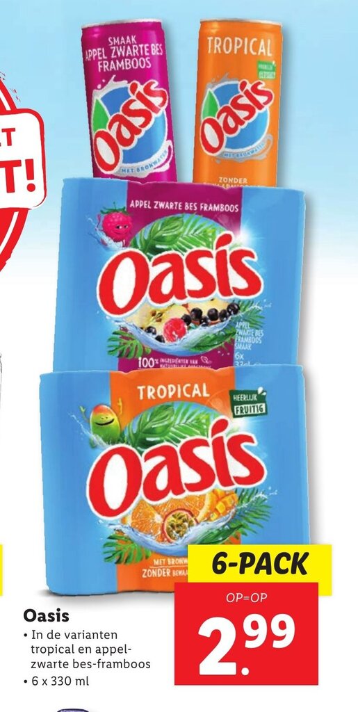 Oasis 6 x 330 ml 6-pack aanbieding bij Lidl
