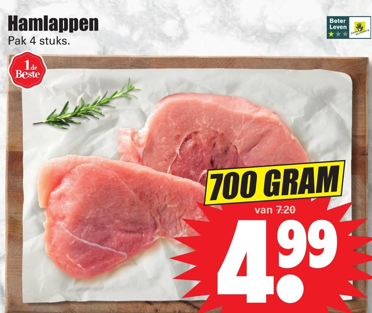 Hamlappen 700g aanbieding bij Dirk