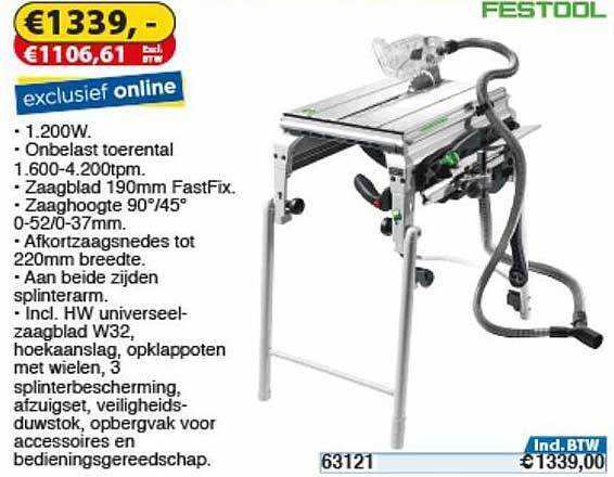 Festool CS 50 EBG Tafel-Afkort Zaagmachine aanbieding bij Toolstation