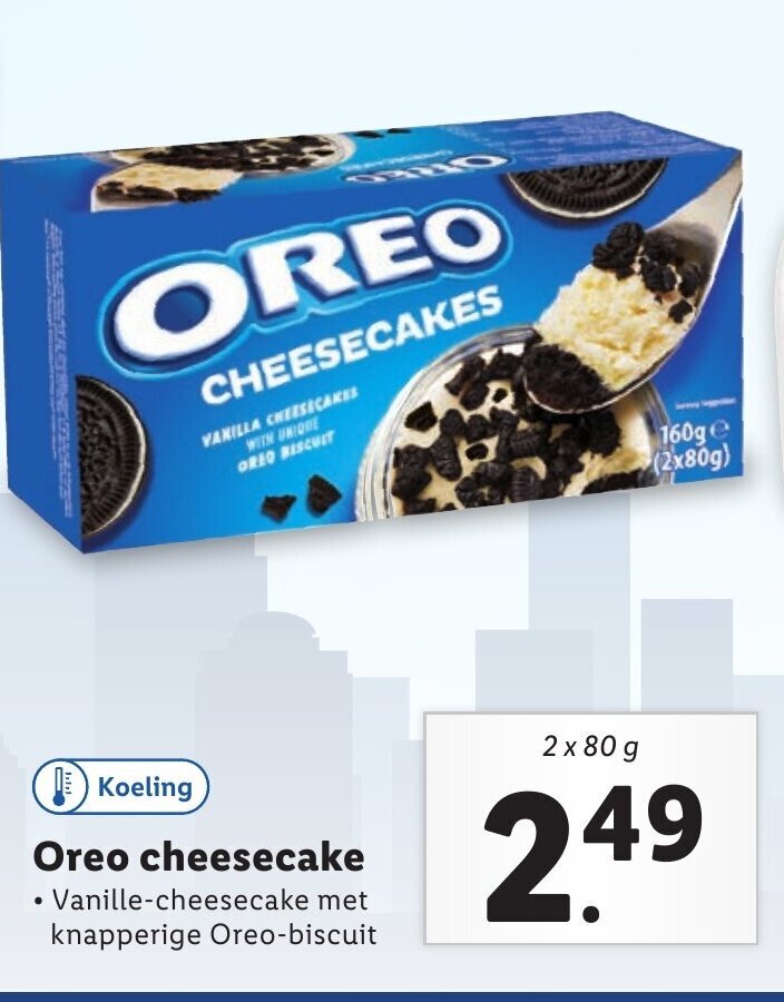 Oreo cheesecake 2*80 gr aanbieding bij Lidl