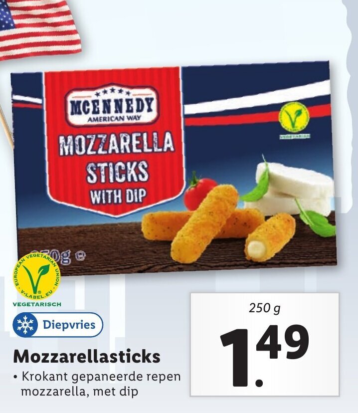 Mozzarellasticks 250 gr aanbieding bij Lidl