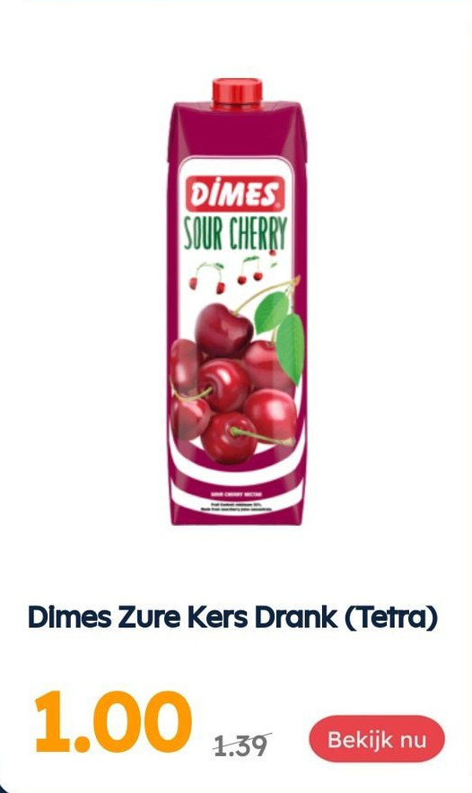 Dimes Zure Kers Drank (Tetra) aanbieding bij Ochama