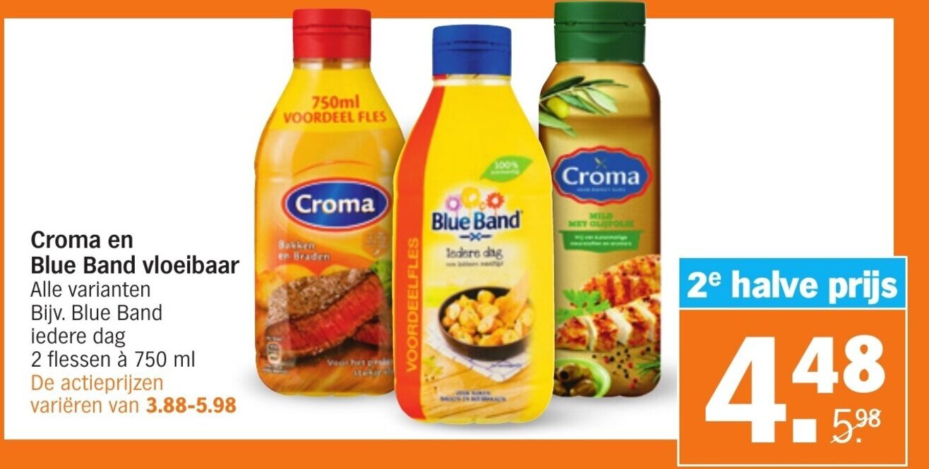 Croma en Blue Band vloeibaar aanbieding bij Albert Heijn