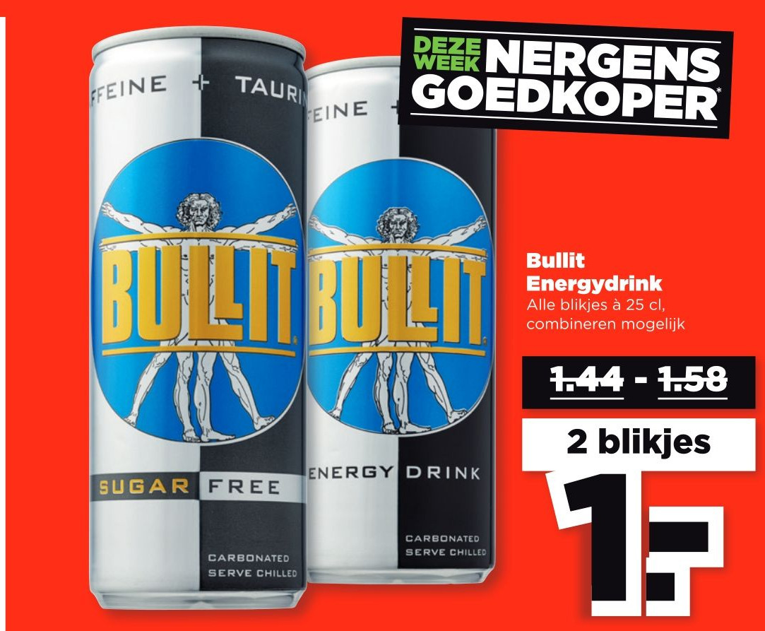 Bullit Energydrink aanbieding bij PLUS