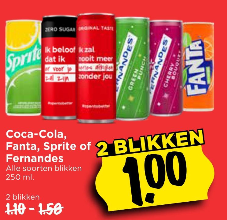 Coca-Cola, Fanta, Sprite of Fernandes 250ml aanbieding bij Vomar
