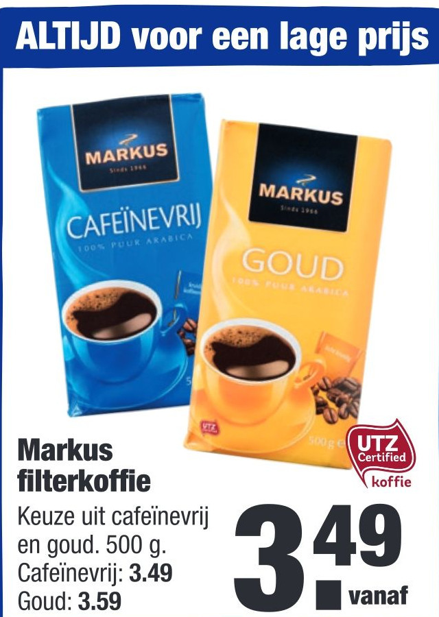 Markus filterkoffie 500 gram aanbieding bij ALDI