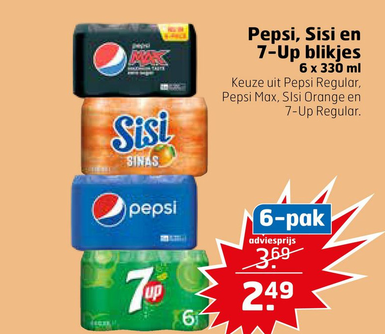 Pepsi, Sisi en 7-Up blikjes aanbieding bij Trekpleister