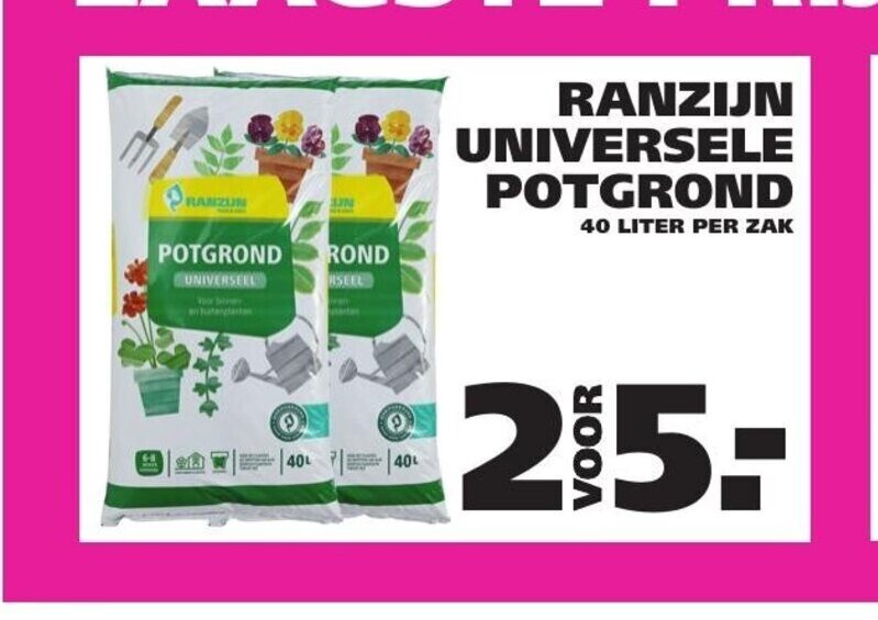 Universele potgrond 40 liter per zak aanbieding bij Ranzijn