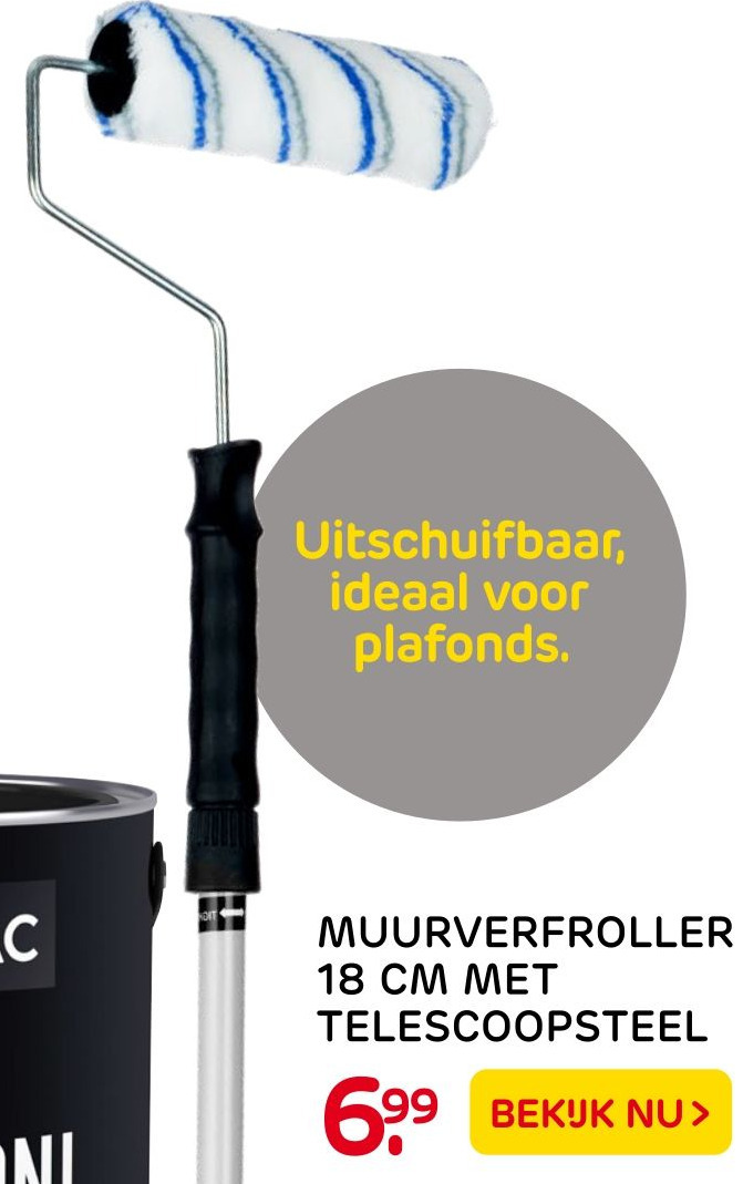 Muurverfroller 18 Cm Met Telescoopsteel aanbieding bij Praxis