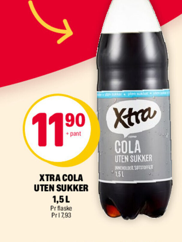 Xtra Cola Uten Sukker 1.5L tilbud hos Coop Extra