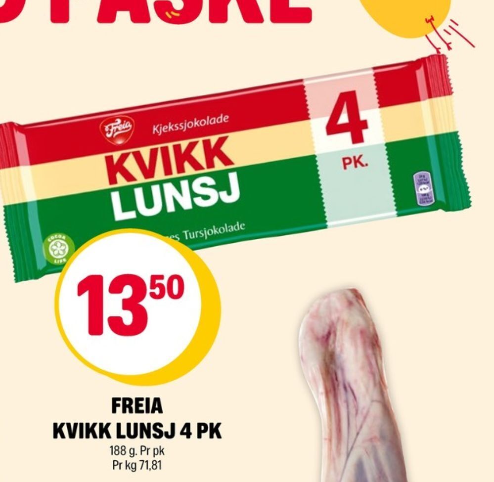 Kvikk lunsj sjokoladebar tilbud hos Coop Extra