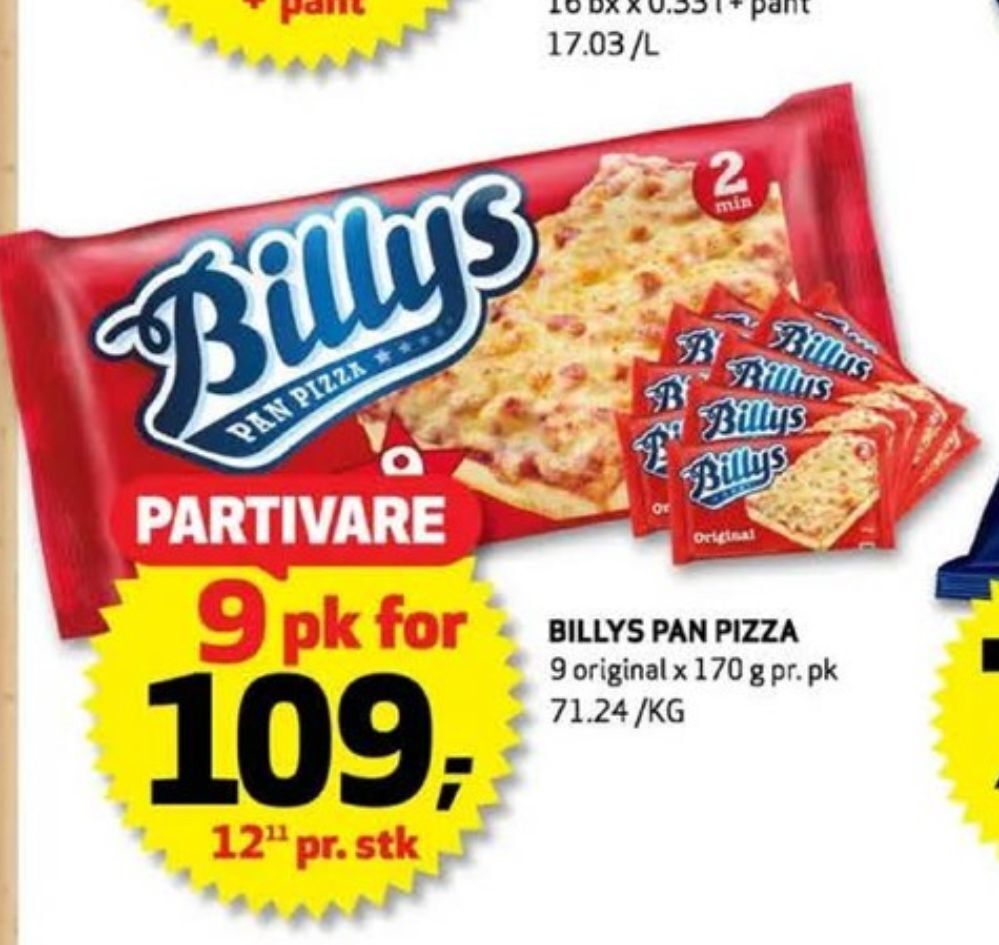 Billys pizza tilbud hos Bunnpris
