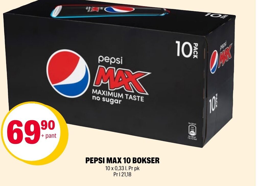 PEPSI MAX 10 BOKSER tilbud hos Coop Extra