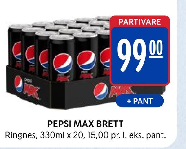 Pepsi max brett tilbud hos Rema 1000
