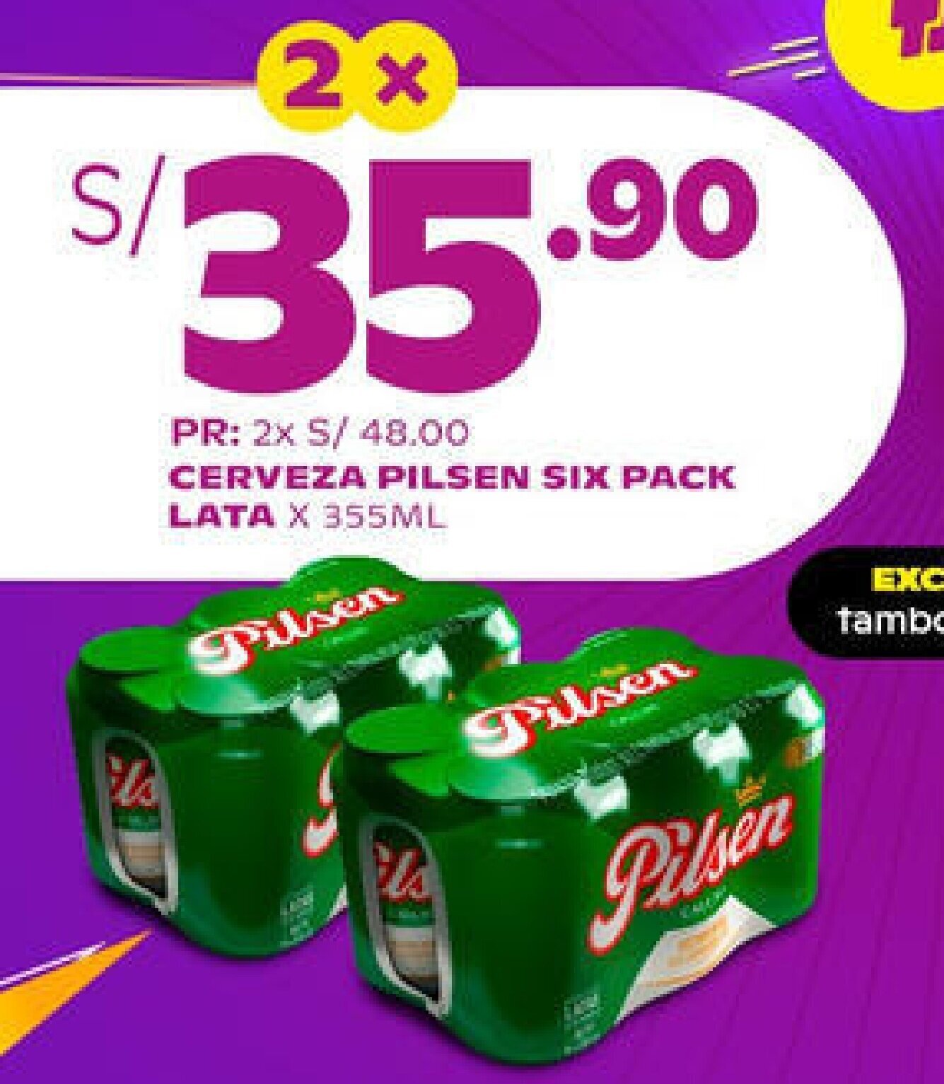Pilsen Cerveza six pack lata x 355 ml oferta en Tambo