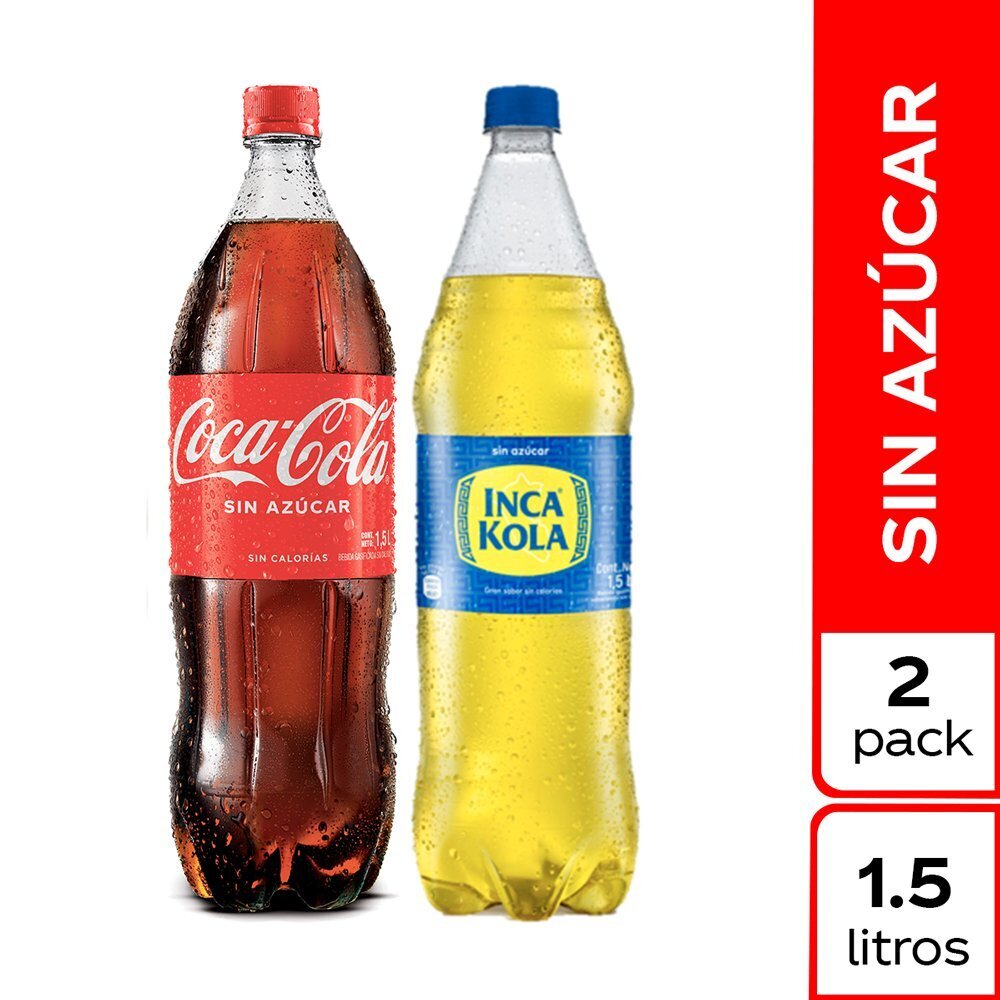 Gaseosa inca kola1.5 l + gaseosa coca cola 1.5 l oferta en Tottus