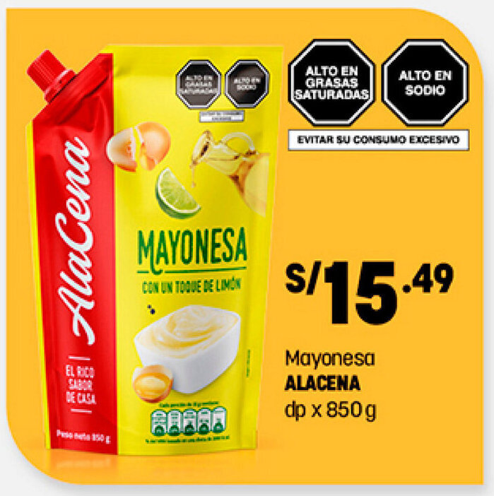 Mayonesa Alacena 850g oferta en Plaza Vea