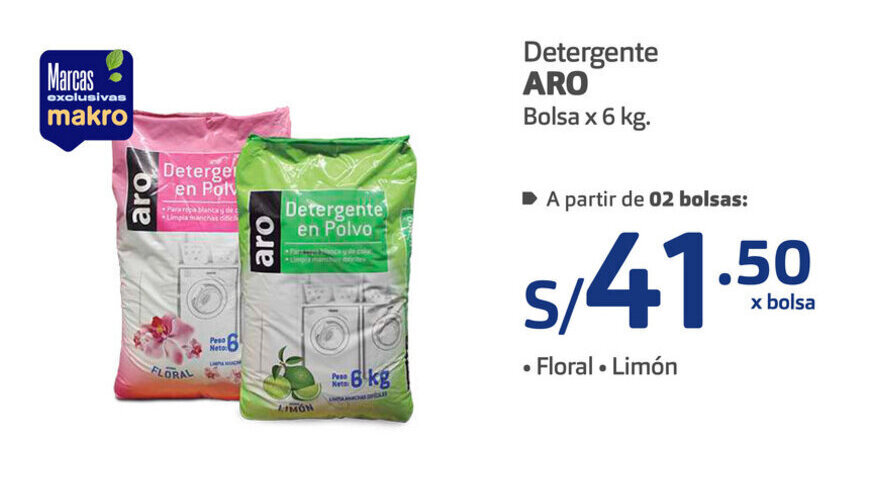 Detergente Aro bolsa x 6kg oferta en Plaza Vea