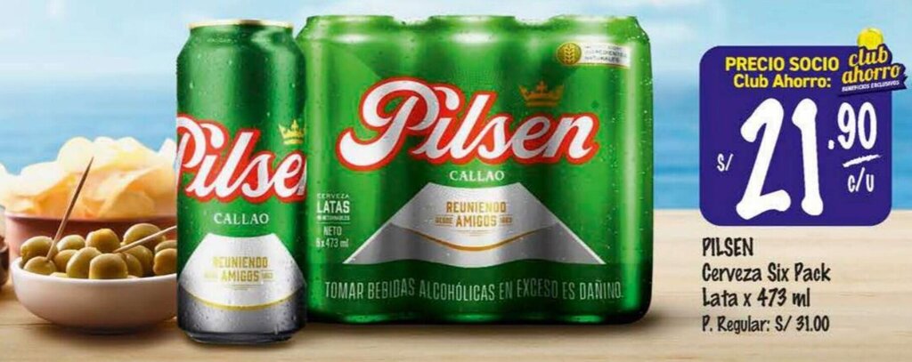 Pilsen Cerveza Six Pack Lata 473ml oferta en MaxiAhorro