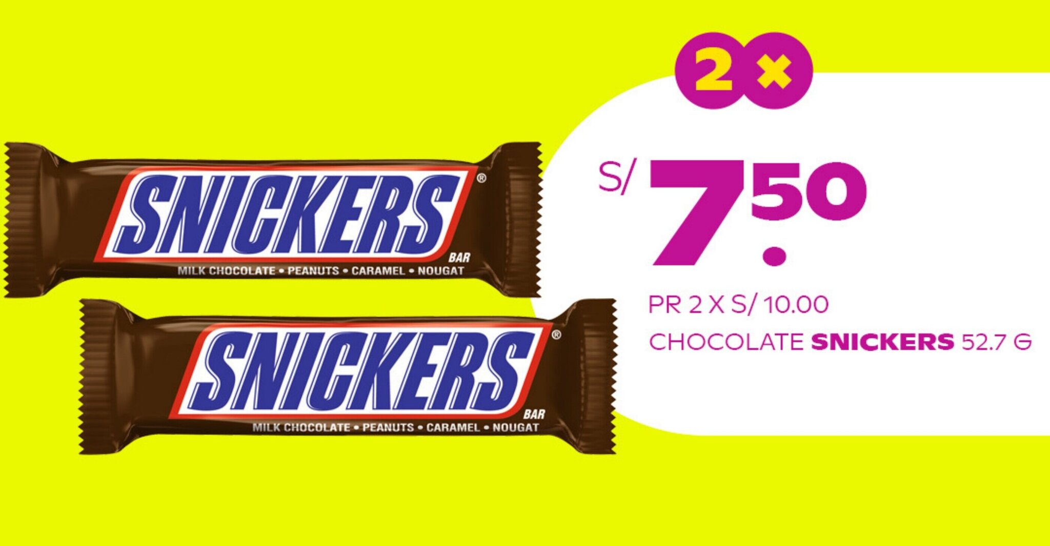 Chocolate SNICKERS 2 x 52.7g oferta en Tambo