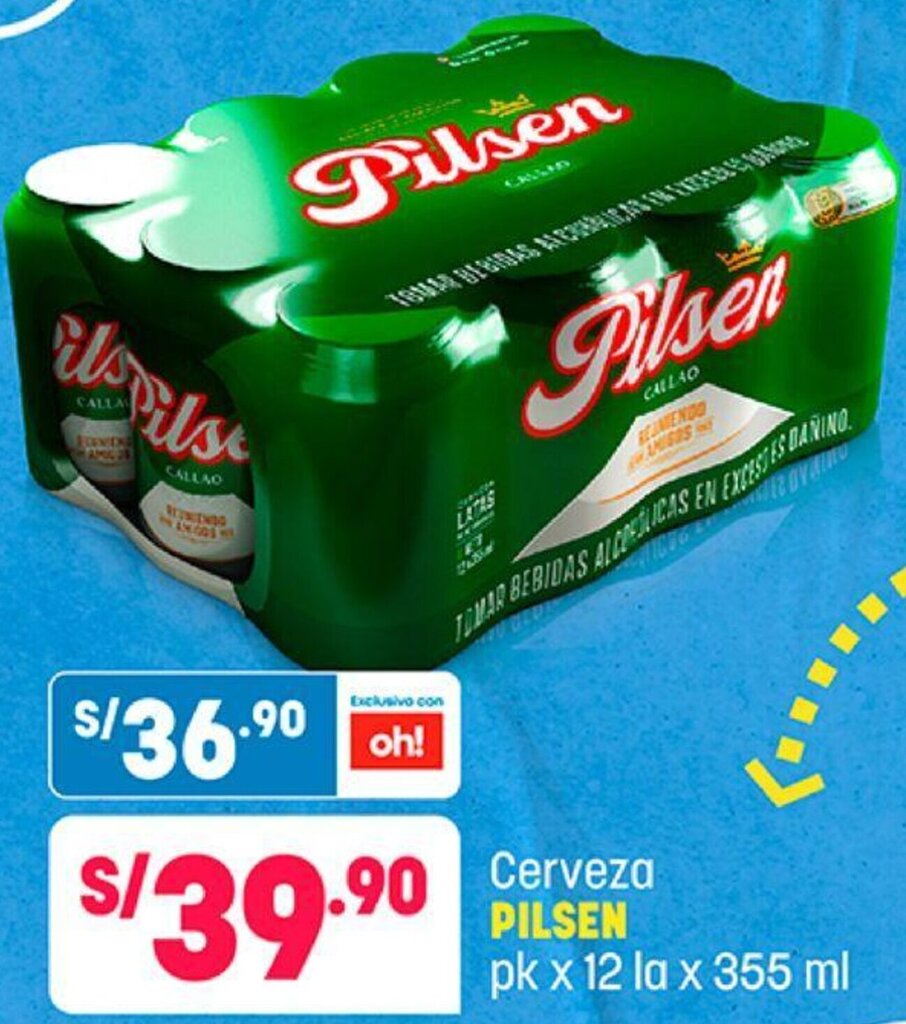 Pilsen Cerveza 12 Latas x 355ml oferta en Plaza Vea