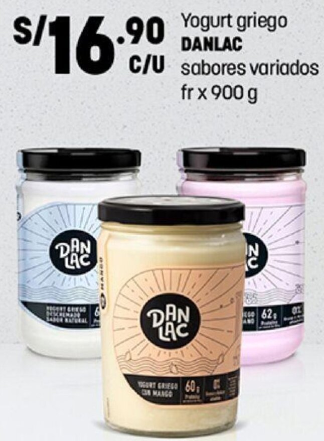 Danlac Yogurt Griego Sabores Variados 900g oferta en Plaza Vea