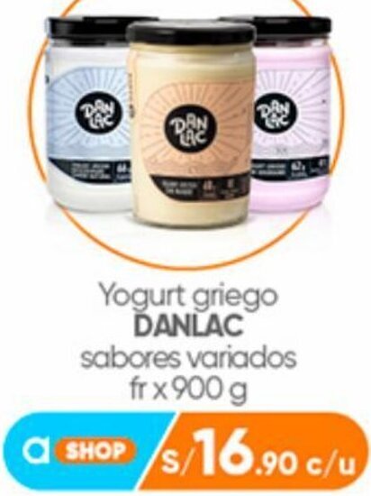 Yogurt griego DANLAC sabores variados fr x 900 g oferta en Plaza Vea