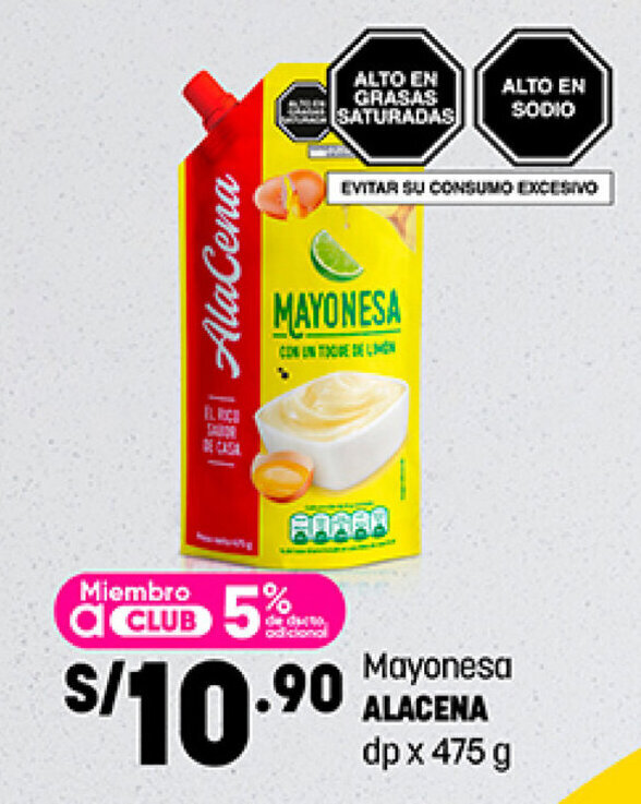 Mayonesa ALACENA dp x 475 g oferta en Plaza Vea
