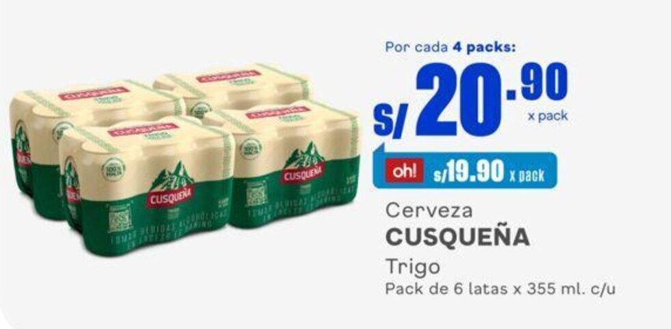 Cerveza CUSQUEÑA Trigo Pack de 6 latas x 355 ml. c/u oferta en Makro