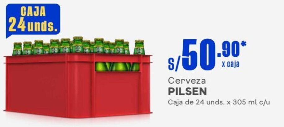 Cerveza PILSEN Caja de 24 unds. x 305 ml c/u oferta en Makro